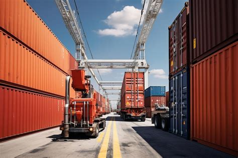 Container Terminal Operations In Action Premium Ai Generated Image