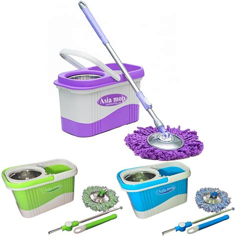 Bộ Lau Nhà 360 độ Asia Mop X5 Rổ Inox Cây Lau Inox Cây Lau Nhà Asia Mop