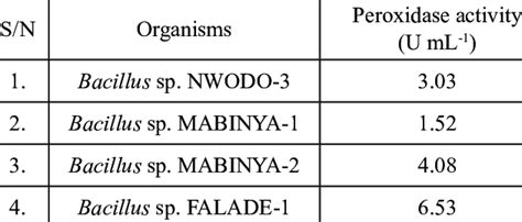 Peroxidase Production By Novel Ligninolytic Bacillus Species
