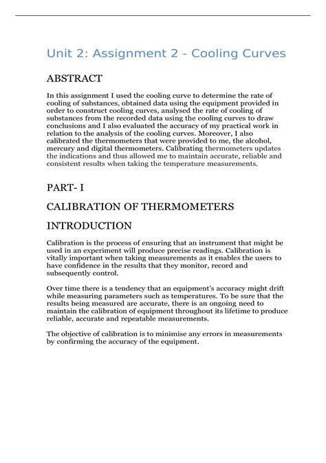 Btec Unit 2 Assignment 2 Cooling Curves Pearsonj 2343 Stuvia Uk