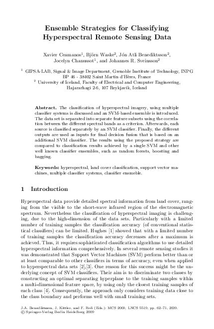 Pdf Ensemble Strategies For Classifying Hyperspectral Remote Sensing Data