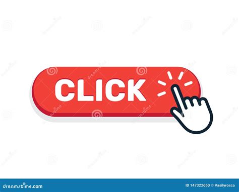 click here button with hand icon vector click web sign cursor symbol