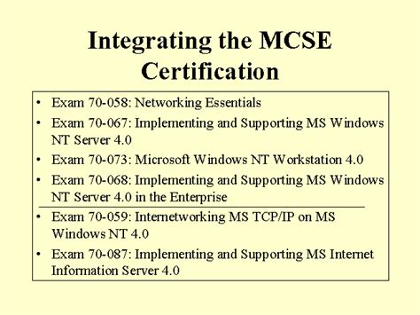 Integrating The Mcse Certification