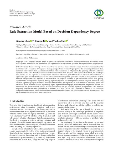 Pdf Rule Extraction Model Based On Decision Dependency Degree