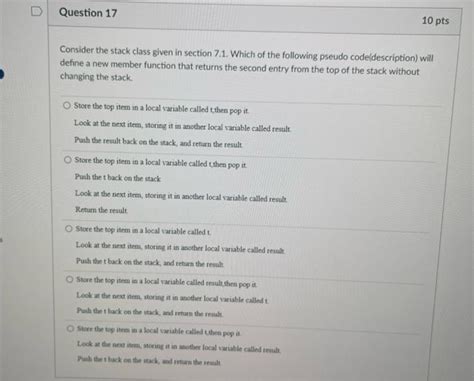 Solved Consider The Stack Class Given In Section 71 Which