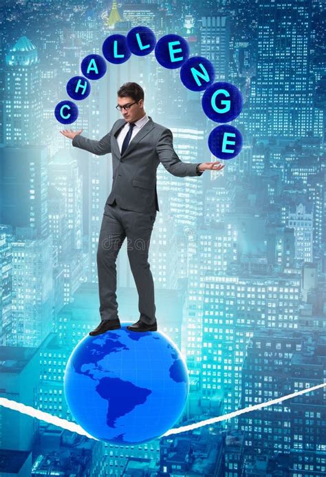 Businessman Walking Tight Rop In Challenge Concept Stock Image Image