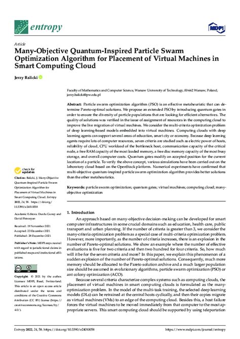 Pdf Many Objective Quantum Inspired Particle Swarm Optimization Algorithm For Placement Of