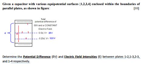 Solved Given A Capacitor With Various Equipotential Surfaces