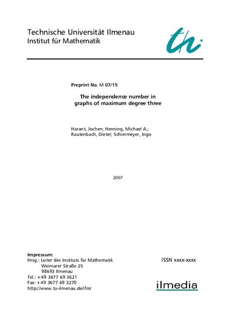 Pdf Independence Number In Degree 3 Graphs