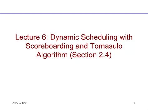 PPT Lecture 6 Dynamic Scheduling With Scoreboarding And Tomasulo