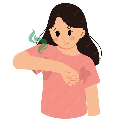 Premium Vector A Woman Having An Odor With Wet Armpit After Wok Out Illustration