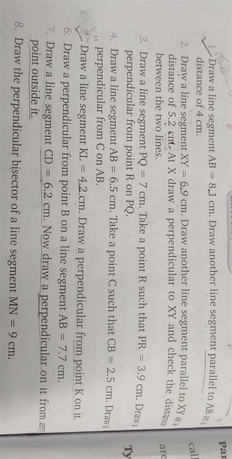 Draw A Line Segment Ab81 Cm Draw Another Line Segment Parallel To Abat