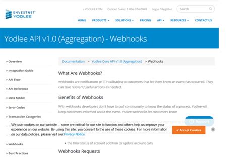 yodlee aggregation webhooks api overview sdk documentation