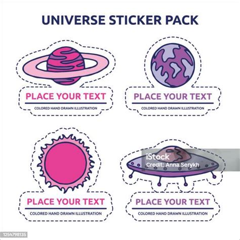 보라색과 파란색 우주선 핑크 행성 보라색 지구와 핑크 태양 스티커 유니버스 벡터 만화 일러스트 스페이스 코스모스 로고 세트 스티커 팩 0명에 대한 스톡 벡터 아트 및 기타