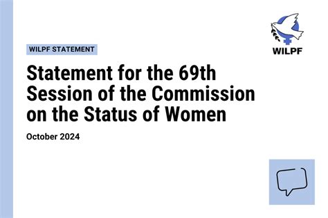 Statement For The 69th Session Of The Commission On The Status Of Women