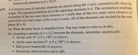 Solved A 4 Element Array Of Isotropic Elements Are Placed