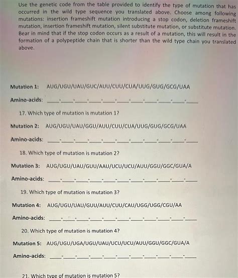 [answered] use the genetic code from the table provided to identify the