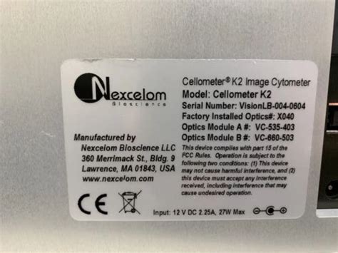 Nexcelom Cellometer K2 Image Cytometer Viability C
