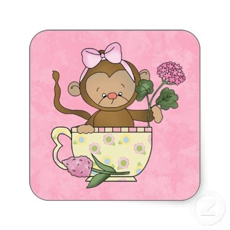 Monkey Tea Sticker Cute Monkey Design