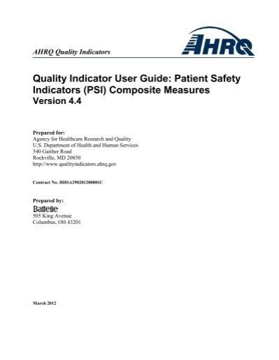 Quality Indicator User Guide Patient Safety Indicators Psi Composite Measures
