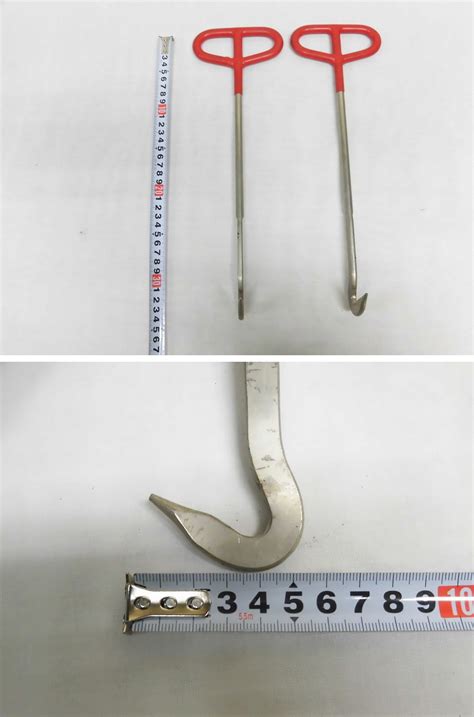 【傷や汚れあり】kホま7459 側溝外し グレーチング持ち上げ工具 全長350mm 2本セット まとめて 工具 道具 ハンドツール