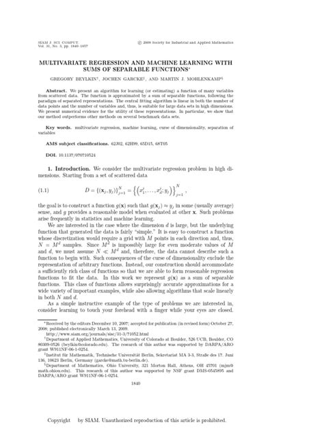 Multivariate Regression Machine Learning Pdf Basis Linear Algebra