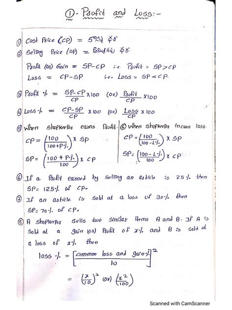 Quantitative Aptitude Formulas Pdf
