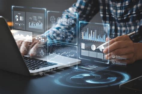 businessman analyzing data charts graphs digital technology modern