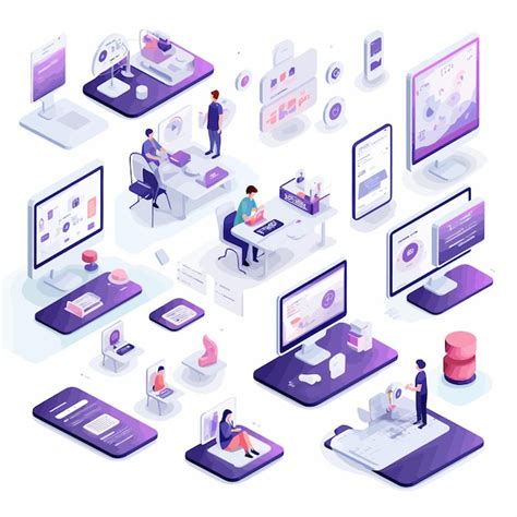 Premium Vector Isometric User Interfaceonline Office Device