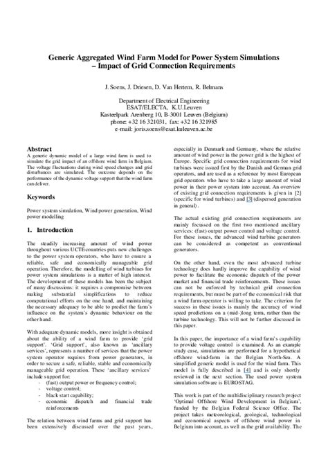 Pdf Generic Aggregated Wind Farm Model For Power System Simulations