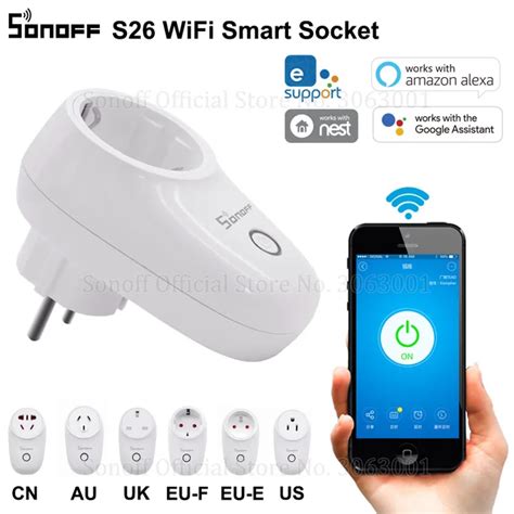 Aliexpress Com Buy Sonoff S26 WiFi Smart Socket US UK CN AU EU Wireless Plug Power Sockets
