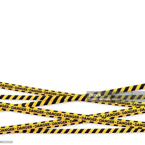 검은 색과 노란색의 줄무늬 이음매 없는 위험 경고 테이프 세트 위험 경찰 및 주의에 대한 추상적인 경고 라인 범죄 현장의 라인