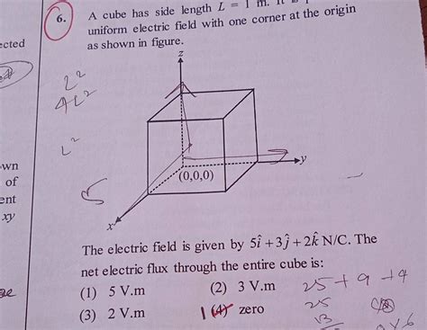 A Cube Has Side Length L1 M Uniform Electric Field With One Corner At T