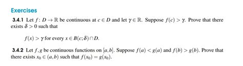 Solved Exercises 3 4 1 Let F D → R Be Continuous At C E D