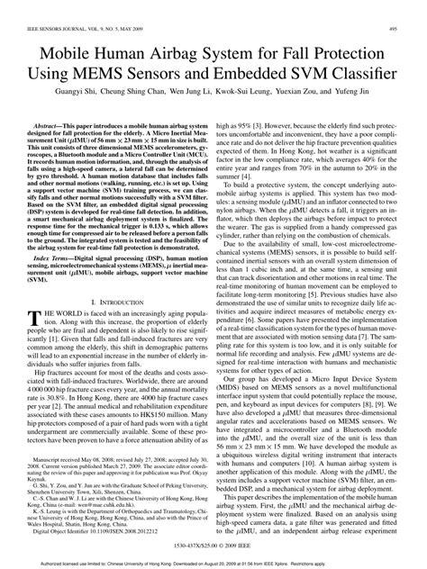 PDF Mobile Human Airbag System For Fall Protection Using MEMS Sensors And Embedded SVM Classifier