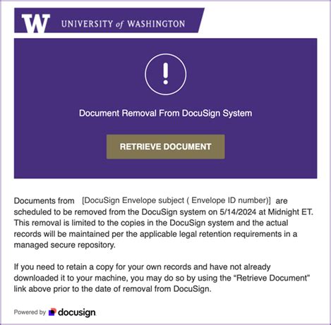 ESignatures DocuSign Disabling Envelope Removal Notification Emails Information Technology
