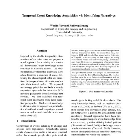 Temporal Event Knowledge Acquisition Via Identifying Narratives Acl Anthology
