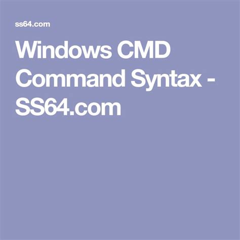 Windows Cmd Command Syntax