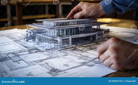 Engineer Architect Develops A Layout Of Architecture Stock Illustration Illustration Of Line
