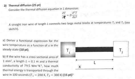 Solved 2 Thermal Diffusion 25 Pt Consider The Thermal