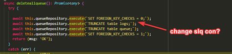 set foreign key checks 0 before another execute doesn t works · issue