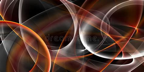 Abstract Black Gray And Orange Swirly Shapes On Black Background Fantasy Chaotic Fractal