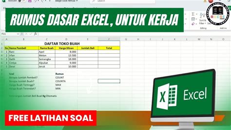 Belajar Rumus Excel Untuk Pemula COUNT MAX MIN YouTube