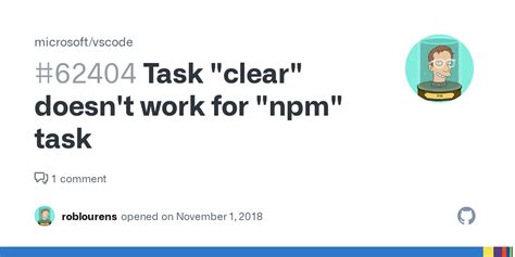 Task Clear Doesnt Work For Npm Task · Issue 62404 · Microsoftvscode · Github