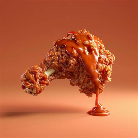 Spicy Fried Chicken 3d Design Rendering Premium Ai Generated Image