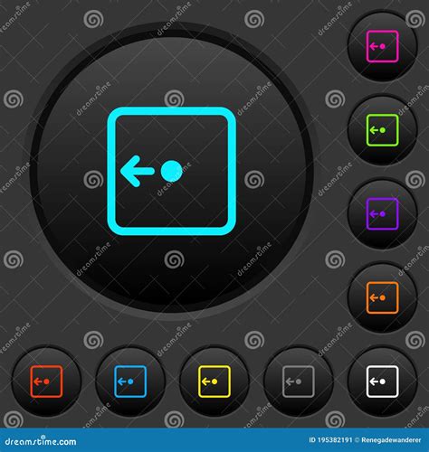 move object left dark push buttons with color icons stock vector