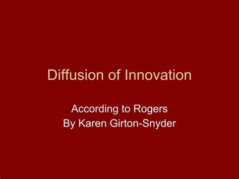 Diffusion Of Innovations Ppt