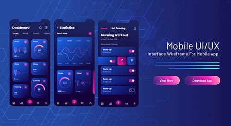 파란 회로에 분석 모바일 애플 리 케이 션 화면 모바일 Ui Ux 웹 배너 프리미엄 벡터