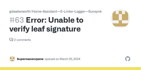 error unable to verify leaf signature · issue 63 · gdwaterworth home