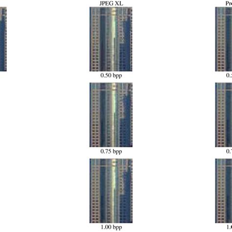 coded image of the compared structures with two different dct block